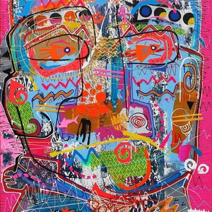 Colourful Abstract Pop Art, Original Acrylic Contemporary Painting ...