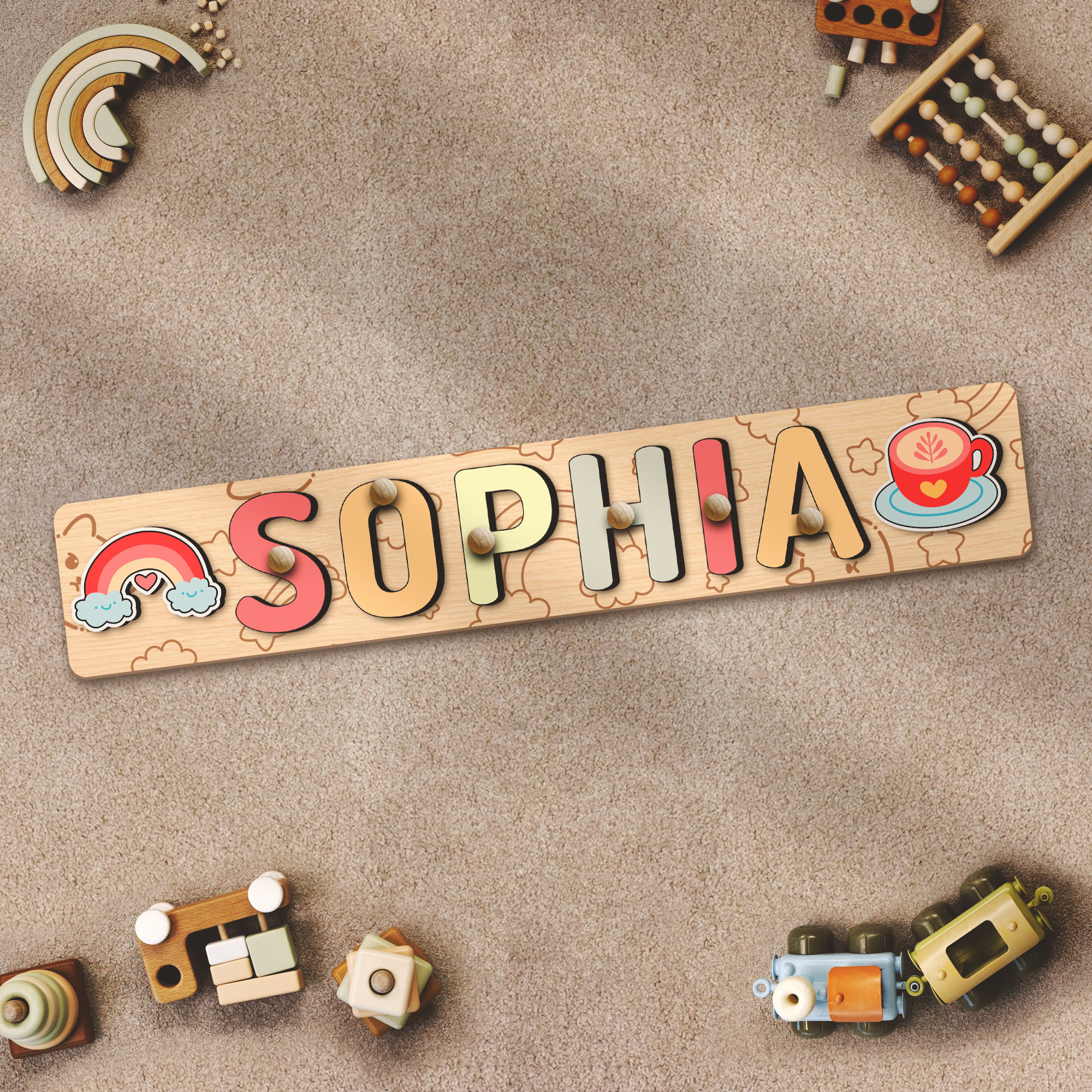 Custom Cute Baby Girl Name Puzzle Pastel Nursery Decor Butterfly ...