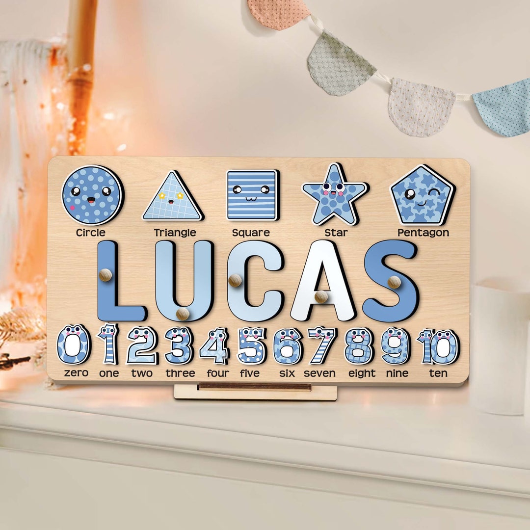 Shapes Name Puzzle With Numbers Educational Toy 3 Years Old Baby Boy ...