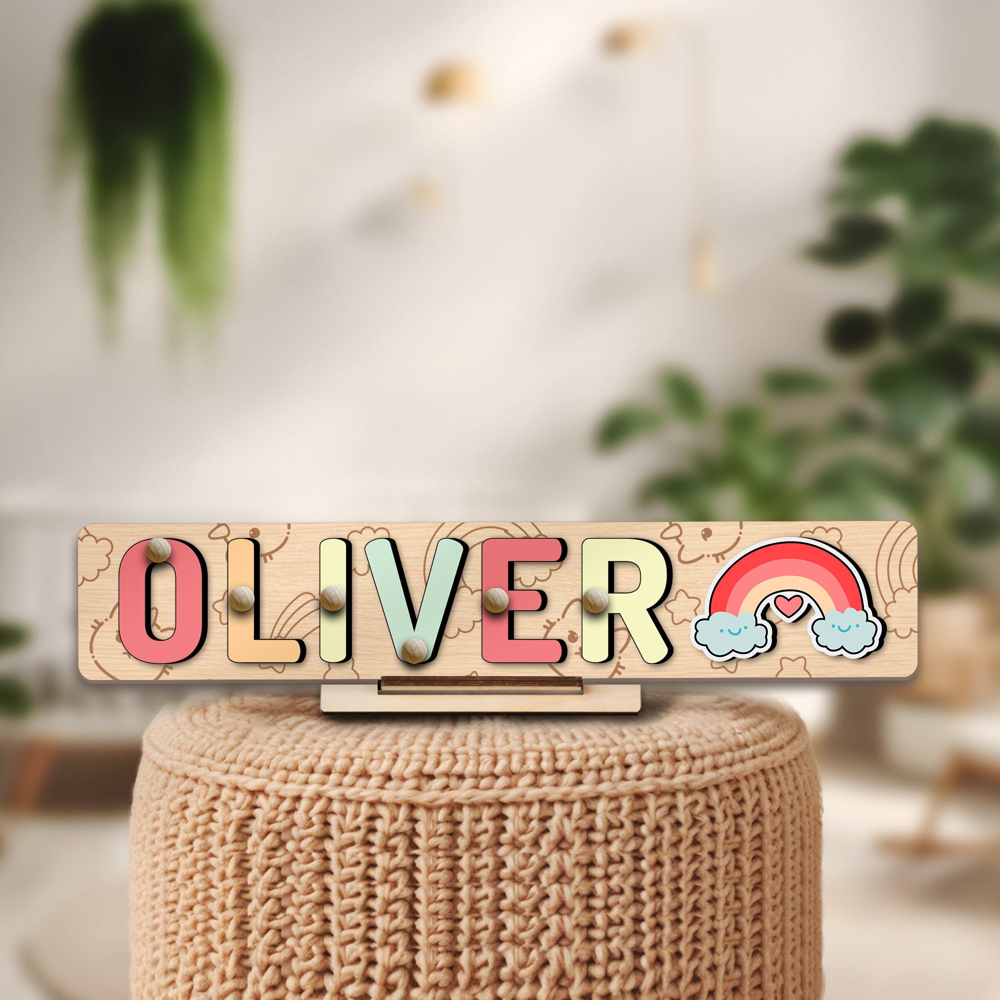 Custom Cute Baby Girl Name Puzzle Pastel Nursery Decor Butterfly ...