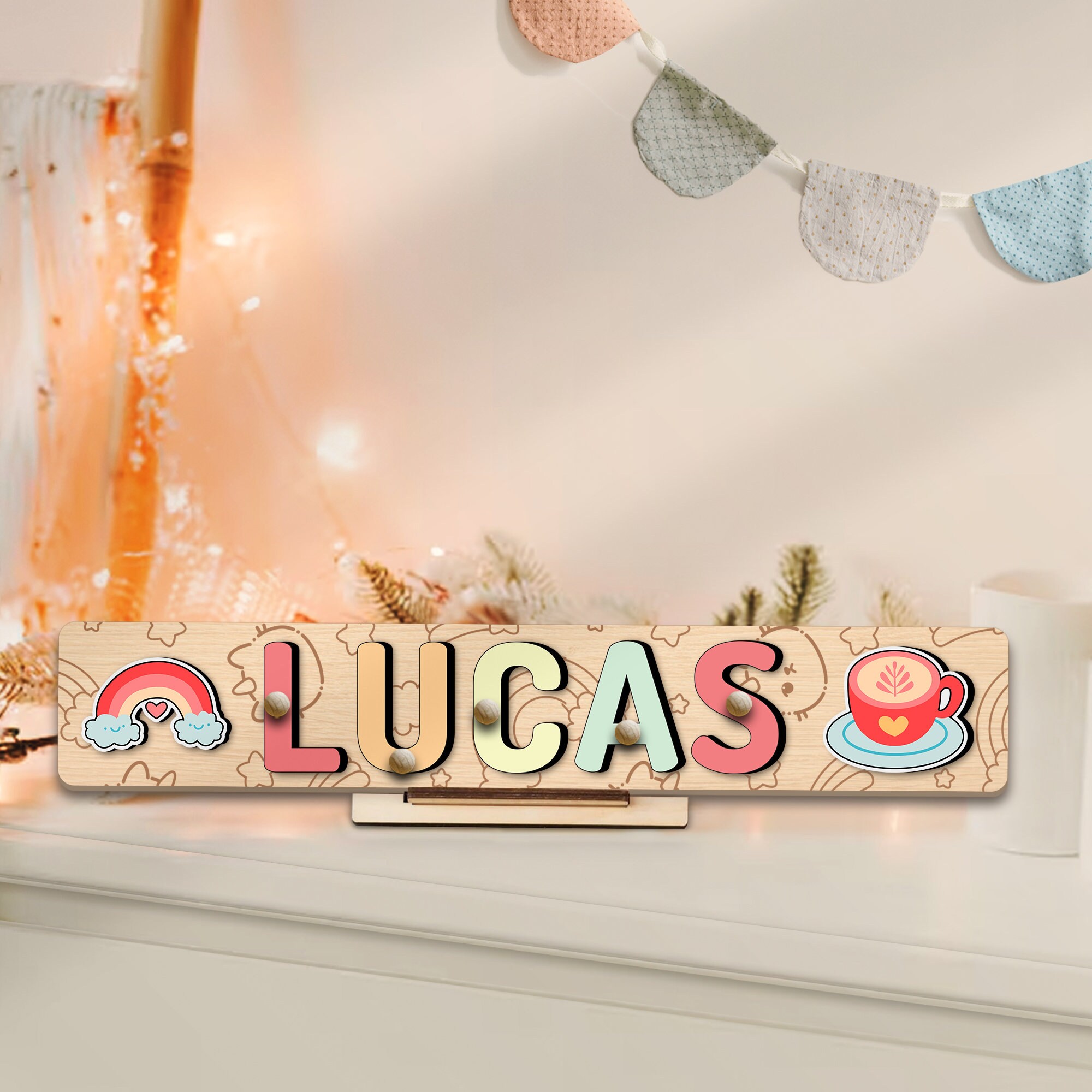 Custom Cute Baby Girl Name Puzzle Pastel Nursery Decor Butterfly ...