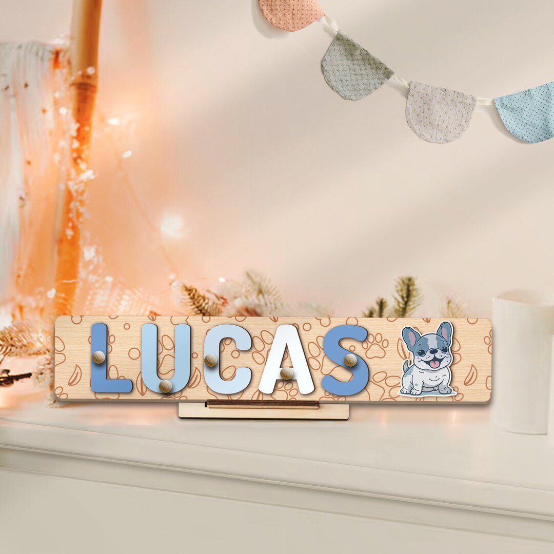 Custom French Bulldog Wooden Name Puzzle Personalized Frenchie Dog Wood ...