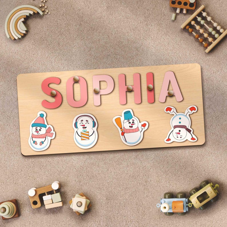 Custom Name Christmas Puzzle, Christmas Snowman Puzzle, 1st Christmas ...