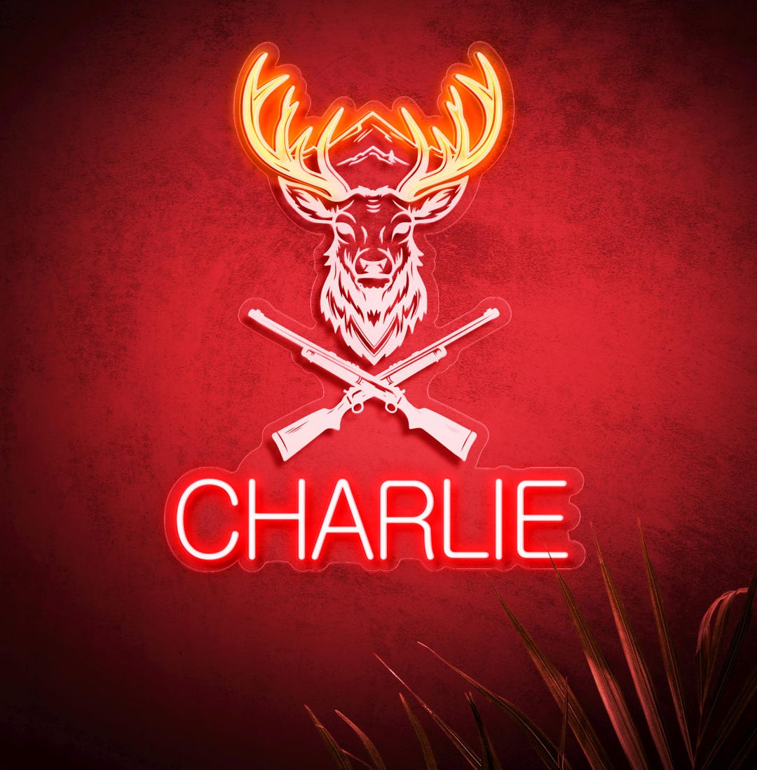 Custom Deer Hunter Neon Sign Personalized Hunting Rifle Sign Deer ...