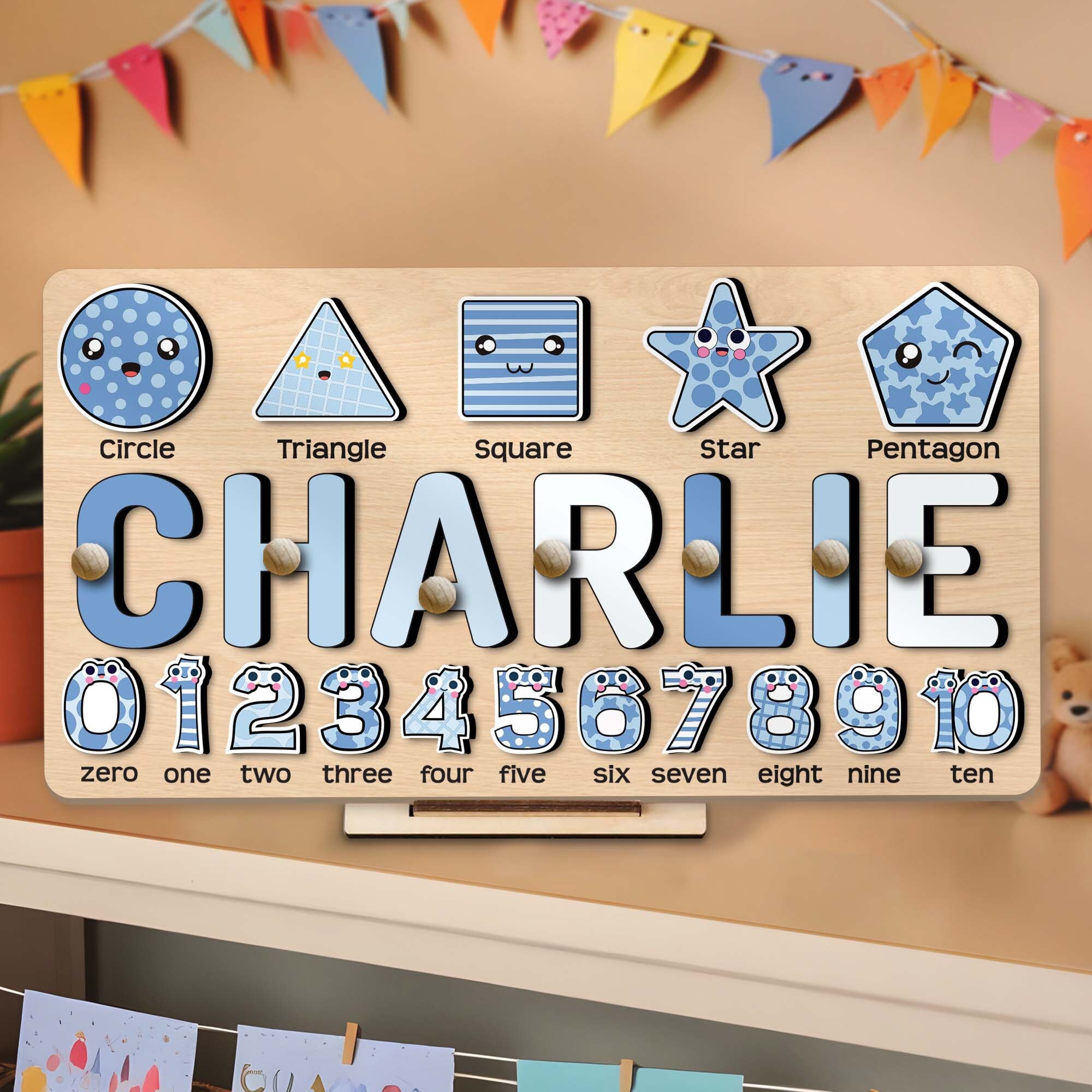 Shapes Name Puzzle With Numbers Educational Toy 3 Years Old Baby Boy ...