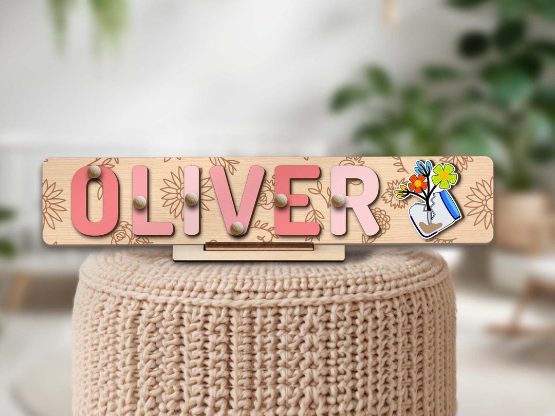 Custom Flower Name Puzzle Spring Pattern Nursery Decor Keepsake ...
