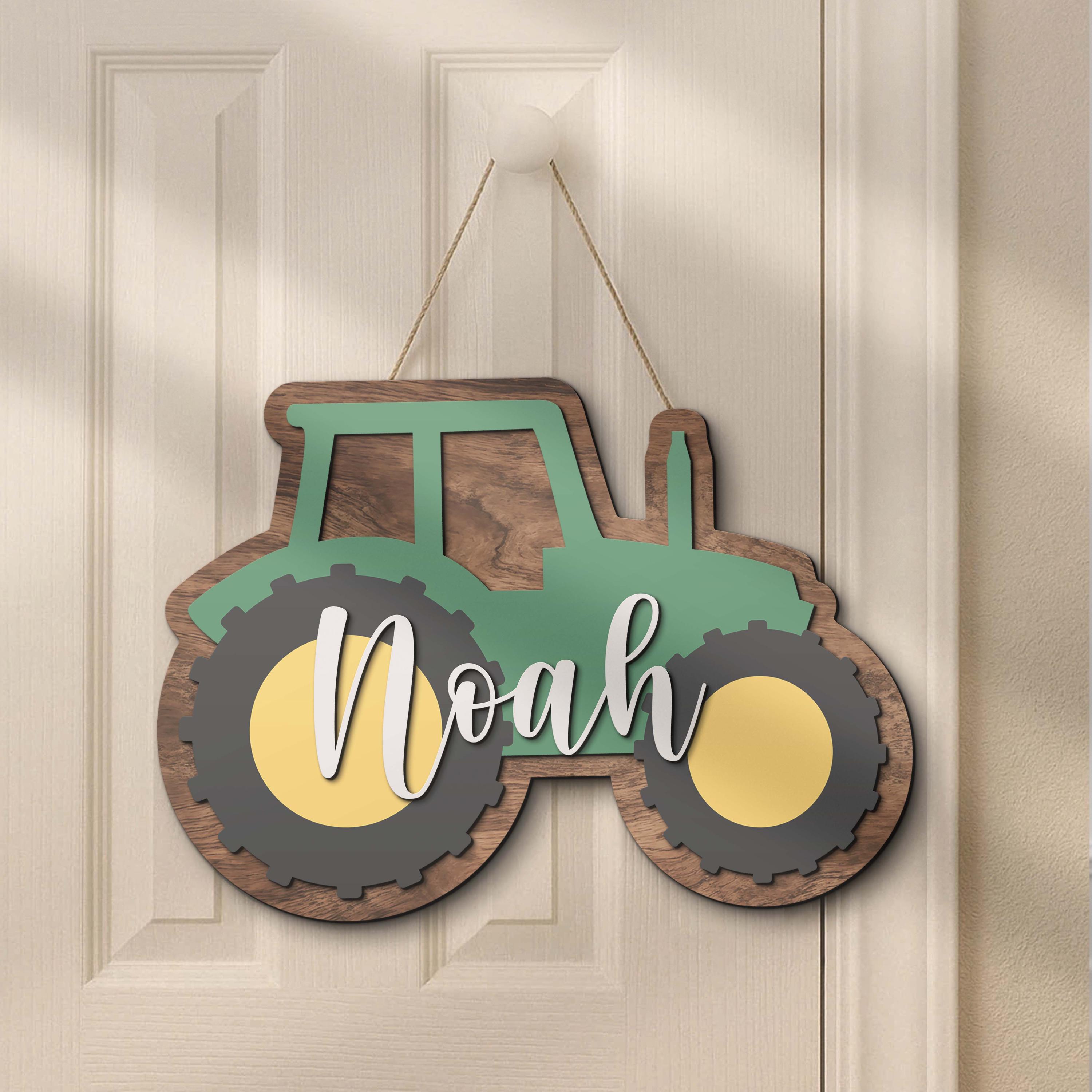 Custom Farm Tractor Wooden Sign, Personalized Name Sign for Baby Boy ...