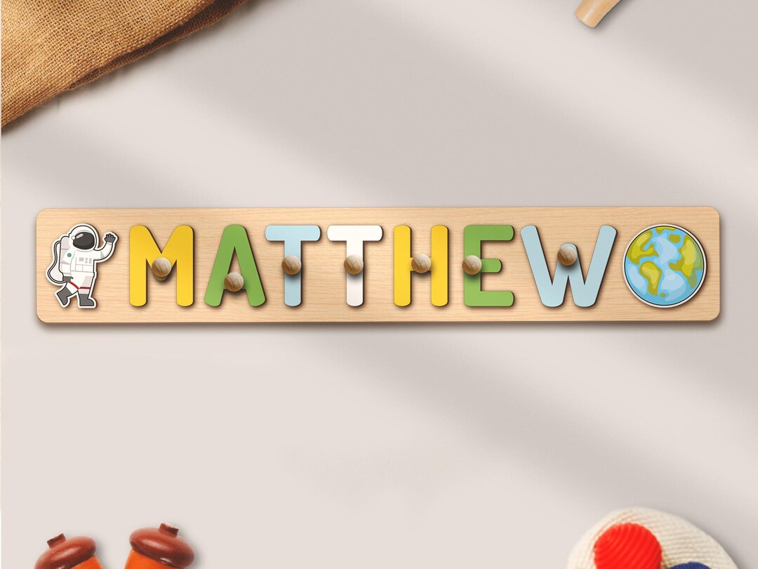 Wooden Name Puzzle With Planets of Solar System Space Nursery ...