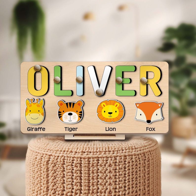 Custom Name Puzzle With Animal Safari Nursery Theme Personalized ...