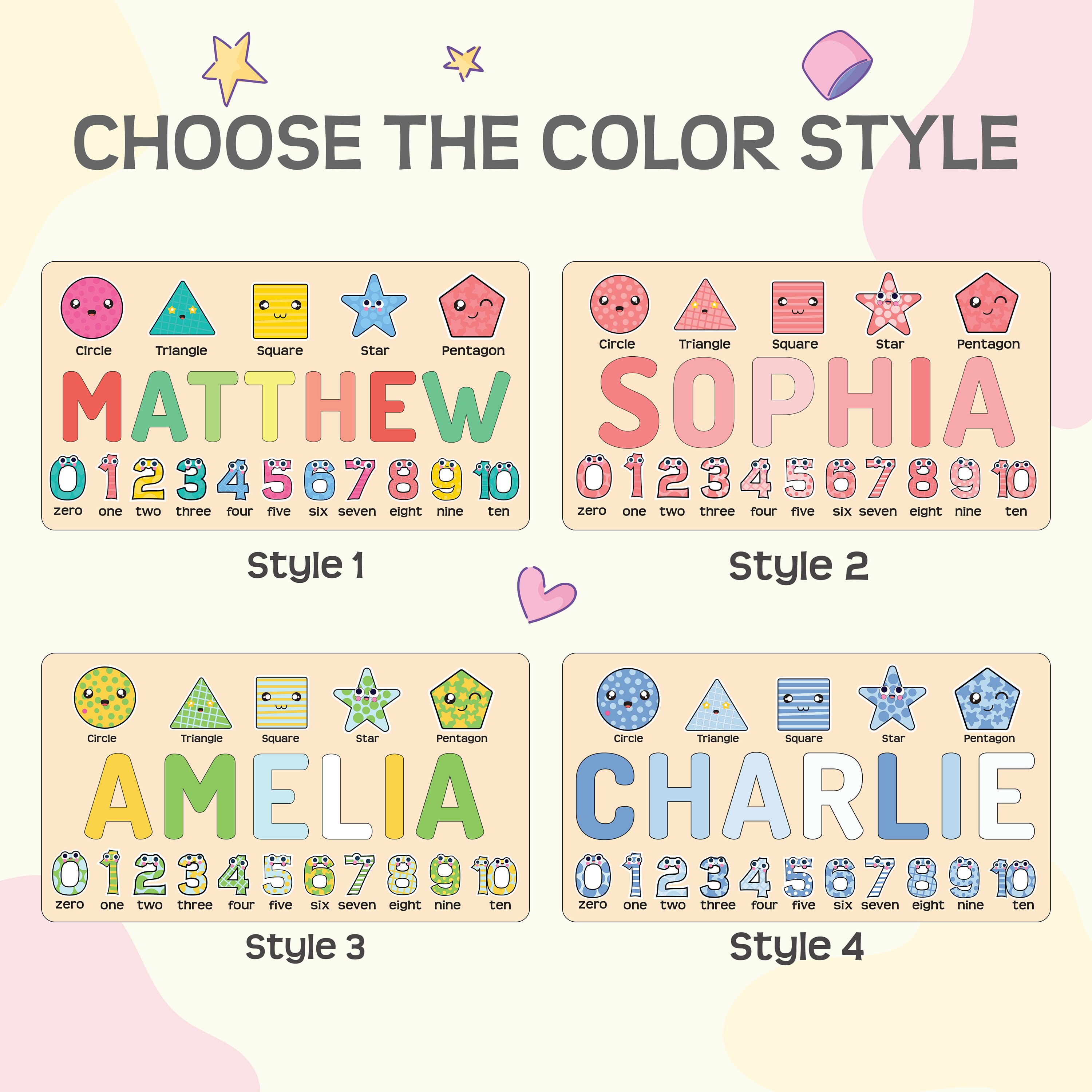 Shapes Name Puzzle With Numbers Educational Toy 3 Years Old Baby Boy ...