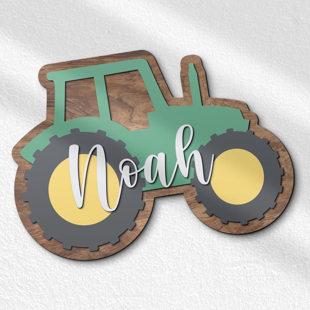 Custom Farm Tractor Wooden Sign, Personalized Name Sign for Baby Boy ...