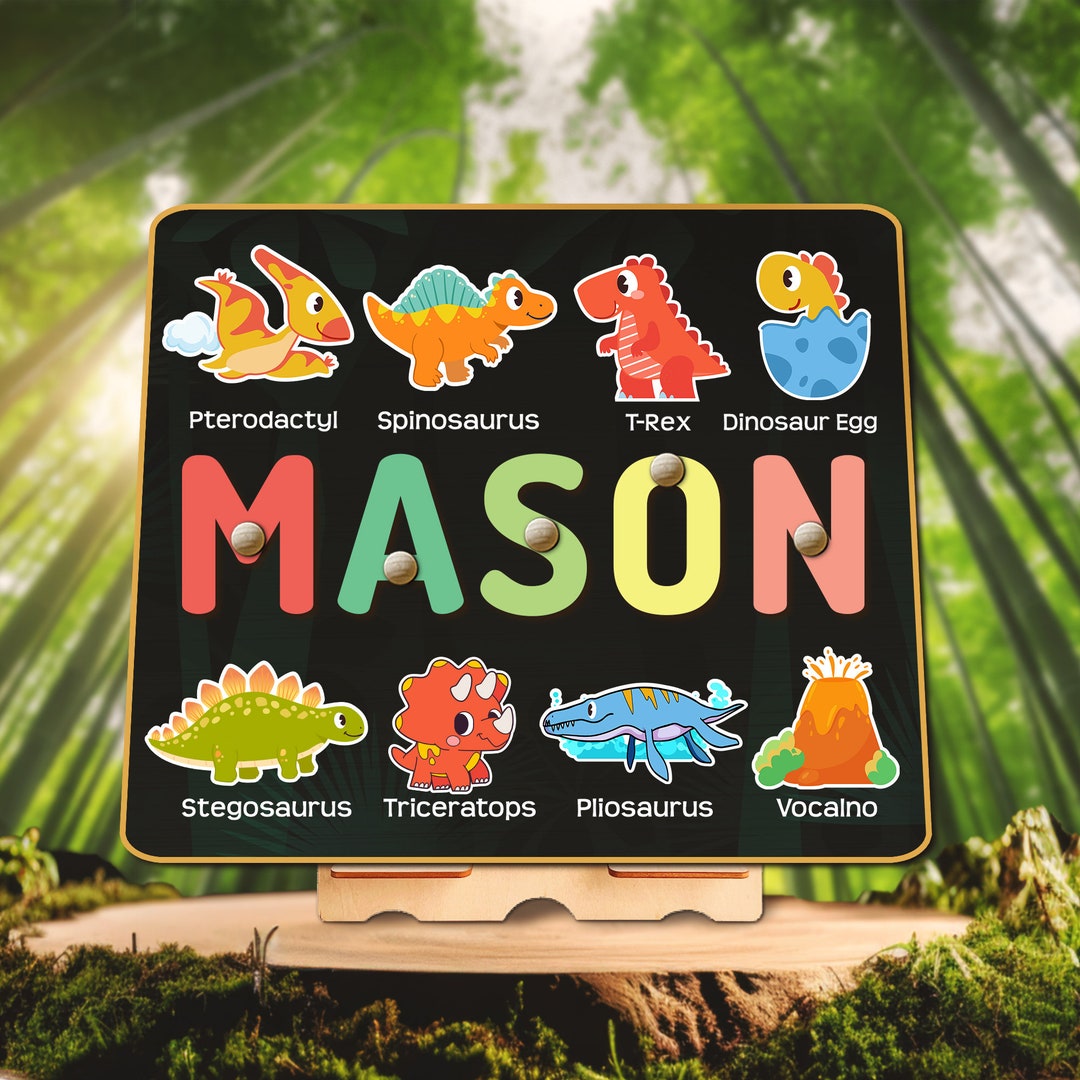 Custom Dinosaur Name Puzzle, Dino Baby Shower Gift, Educational Toys ...
