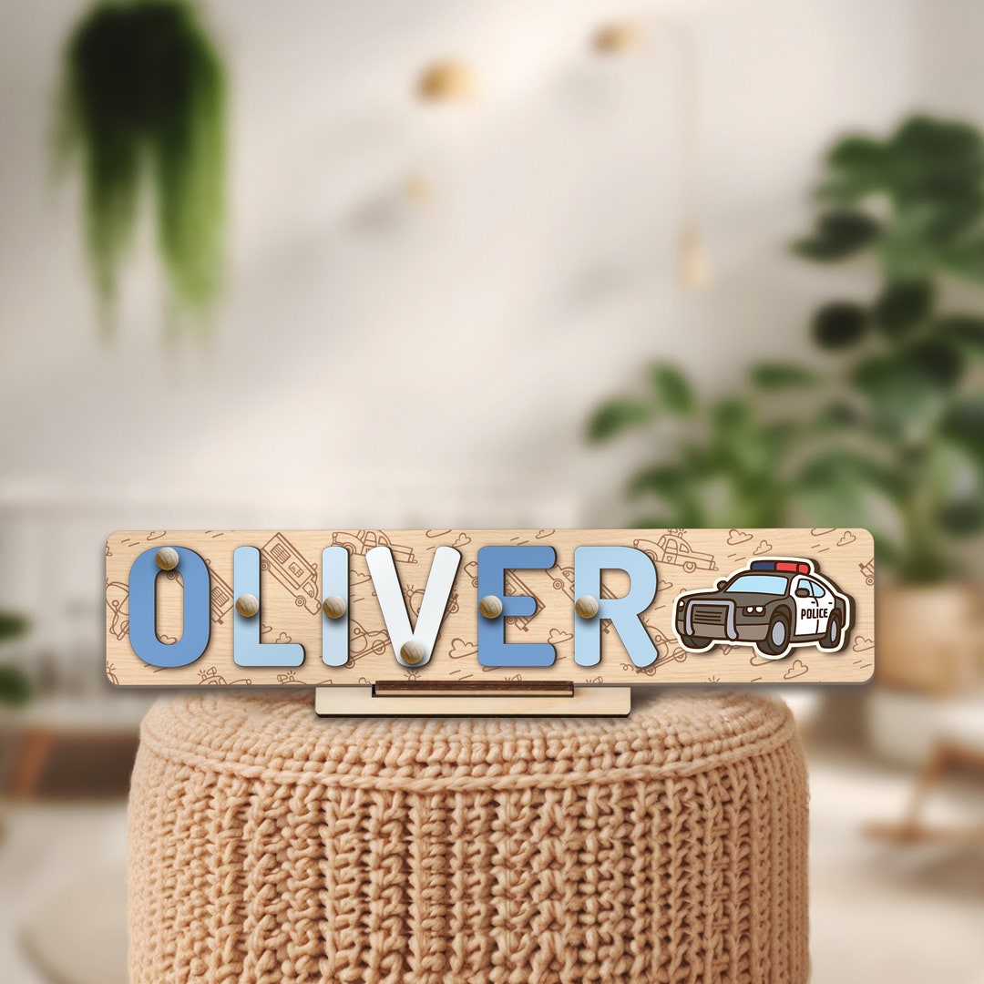 Custom Police Patterned Name Puzzle for Kid Toddler Great Baby Shower ...