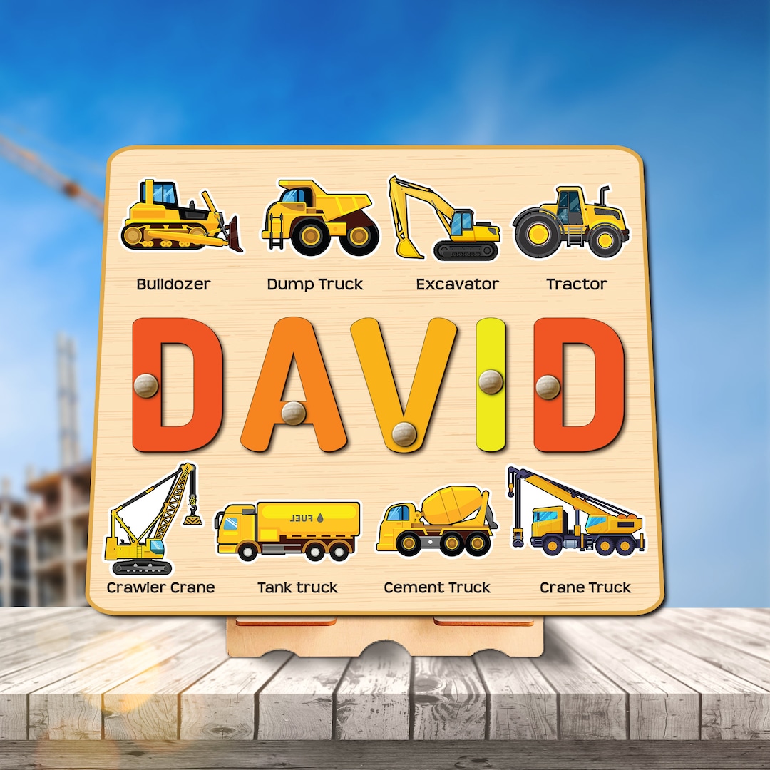 Personalized Construction Machines Name Puzzle Dump Truck Tractor ...