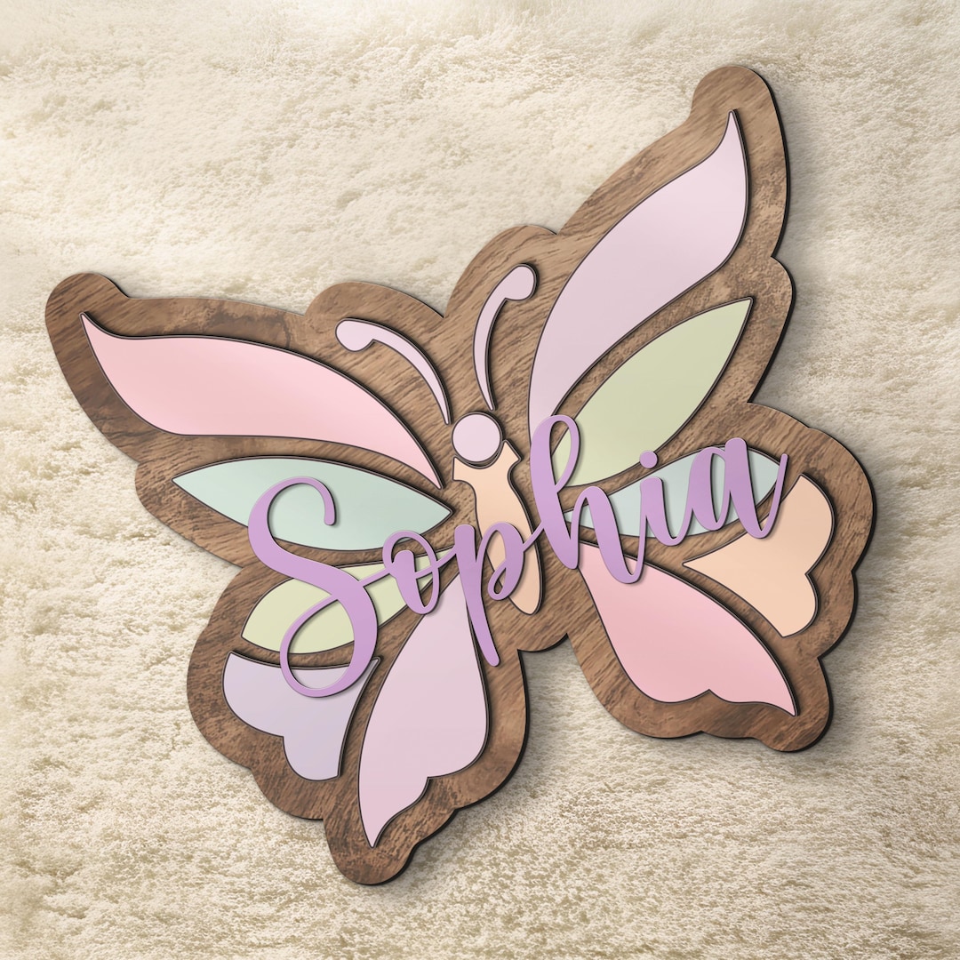 Personalized Butterfly Wooden Name Sign for Baby Girl Wall Art Nursery ...