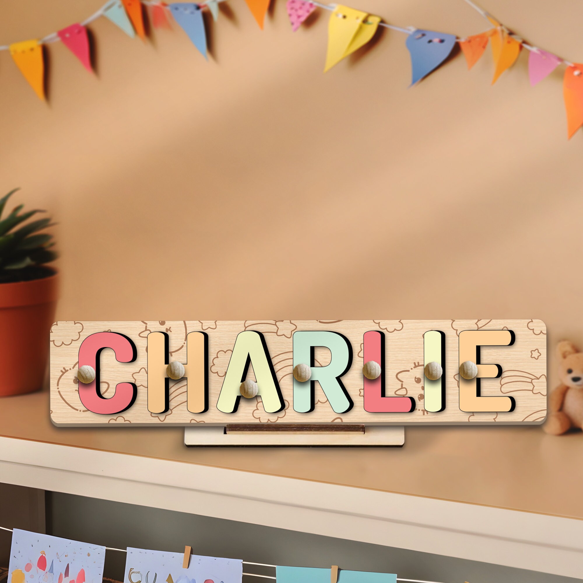 Custom Cute Baby Girl Name Puzzle Pastel Nursery Decor Butterfly ...