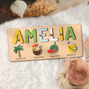 Custom Summer Name Puzzle Ocean Animals Nursery Decor 1st Christmas ...