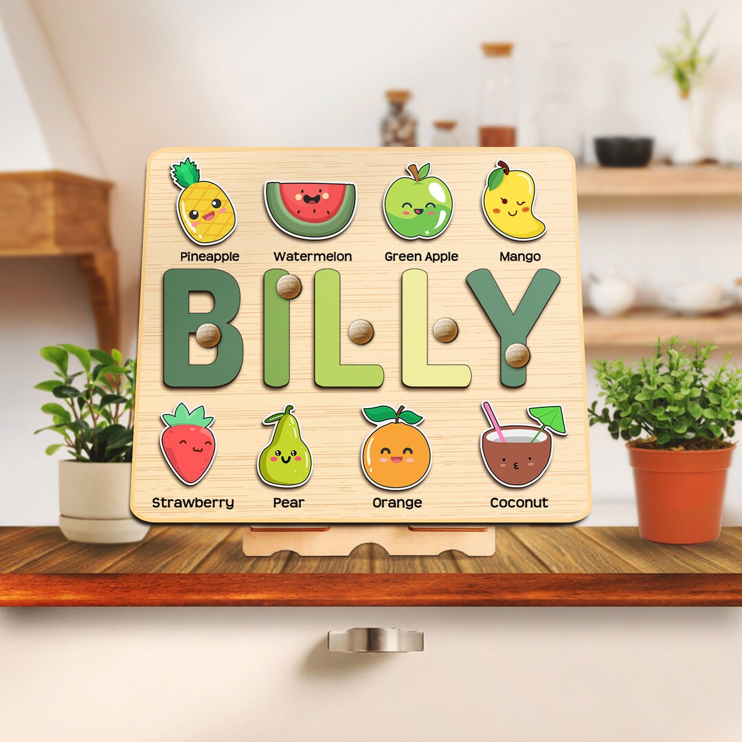 Personalized Fruits Name Puzzle Board Learning Vegetables Montessori ...