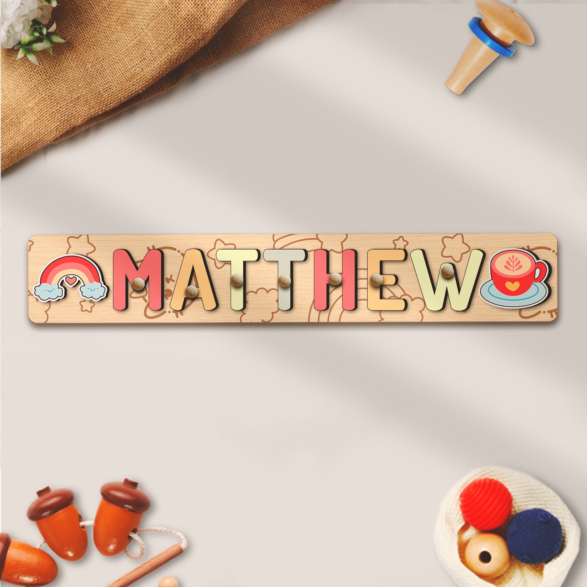 Custom Cute Baby Girl Name Puzzle Pastel Nursery Decor Butterfly ...