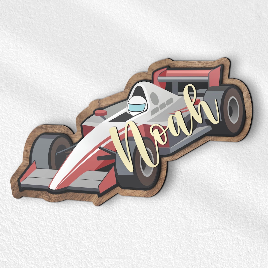 Racing Car Wooden Sign, Custom Name Sign for Baby Boy Kids Toddler ...
