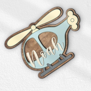 Custom Helicopter Wooden Sign Personalized Name Sign for Baby Boy ...