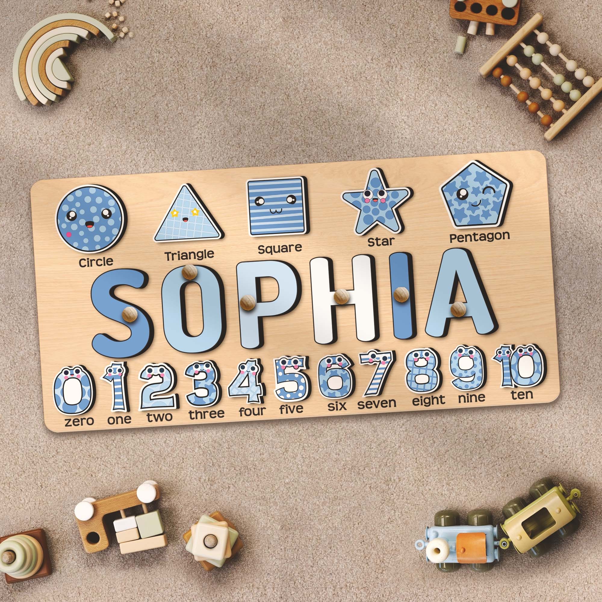 Shapes Name Puzzle With Numbers Educational Toy 3 Years Old Baby Boy ...