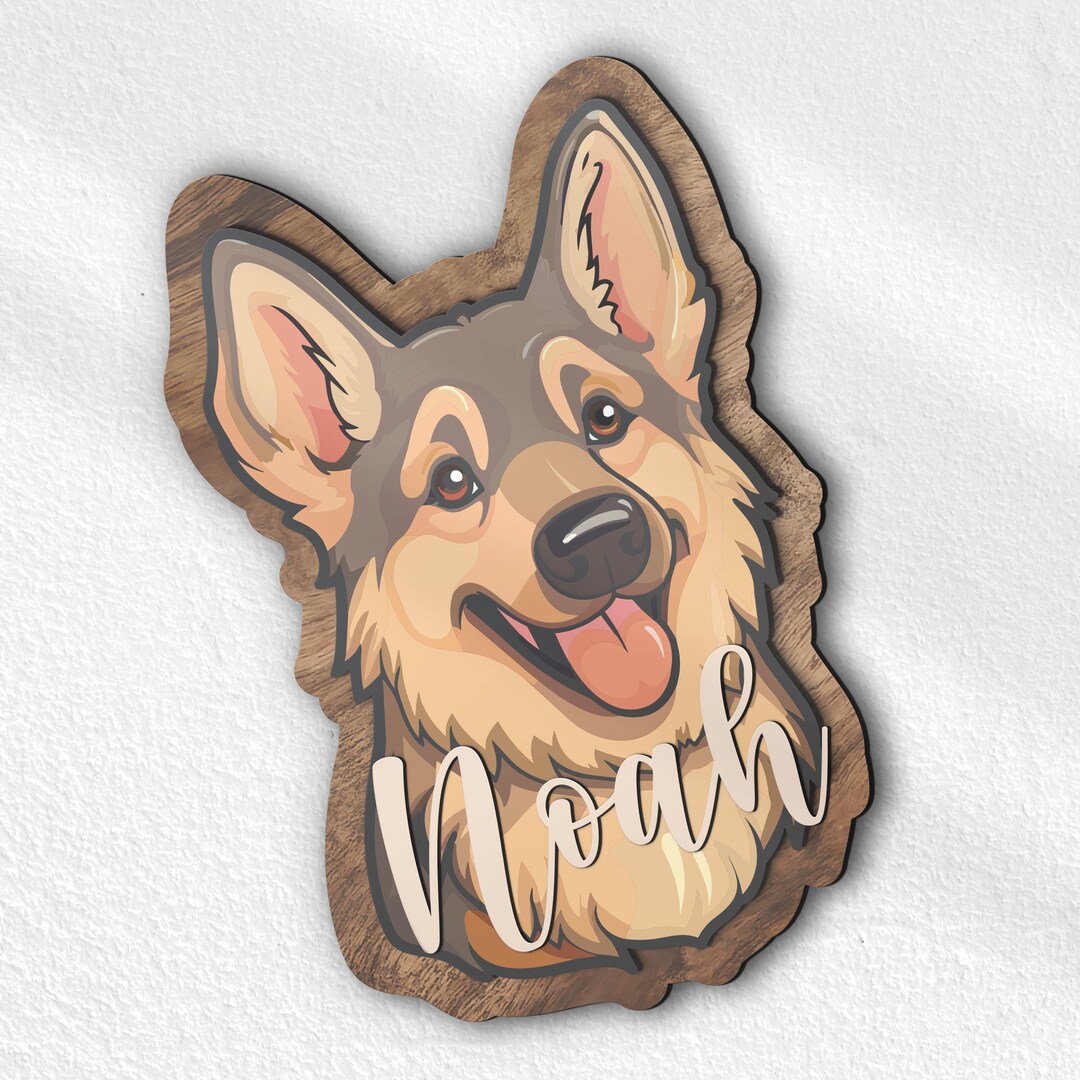 Custom German Shepherd Wooden Name Sign Personalized Door Sign for Kids ...
