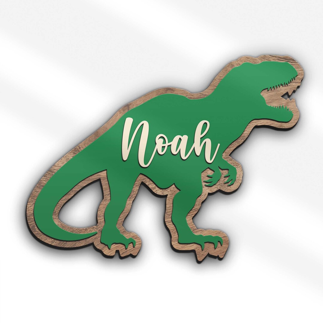Custom T-rex Dinosaur Wooden Name Sign Personalized Baby Boy Toddler ...
