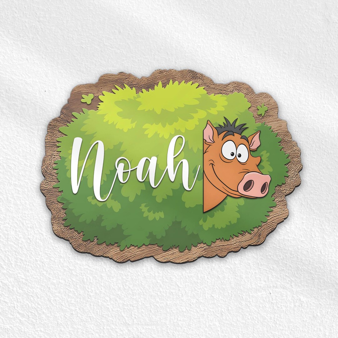 Custom Peeking Wild Boar Wooden Sign, Personalized Wood Name Sign ...