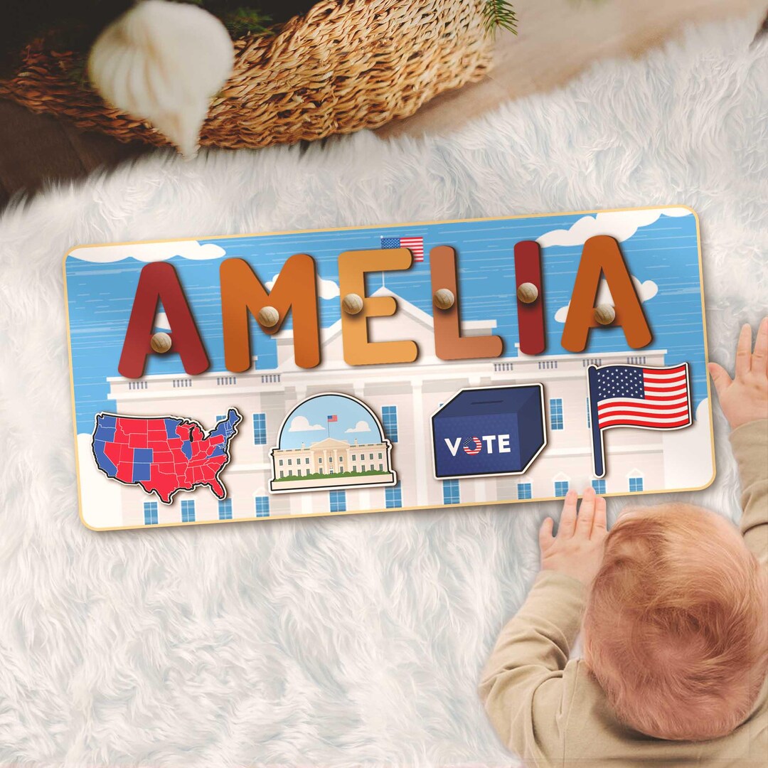 US Presidential Election 2024 Custom Name Puzzle With Pegs Personalized ...