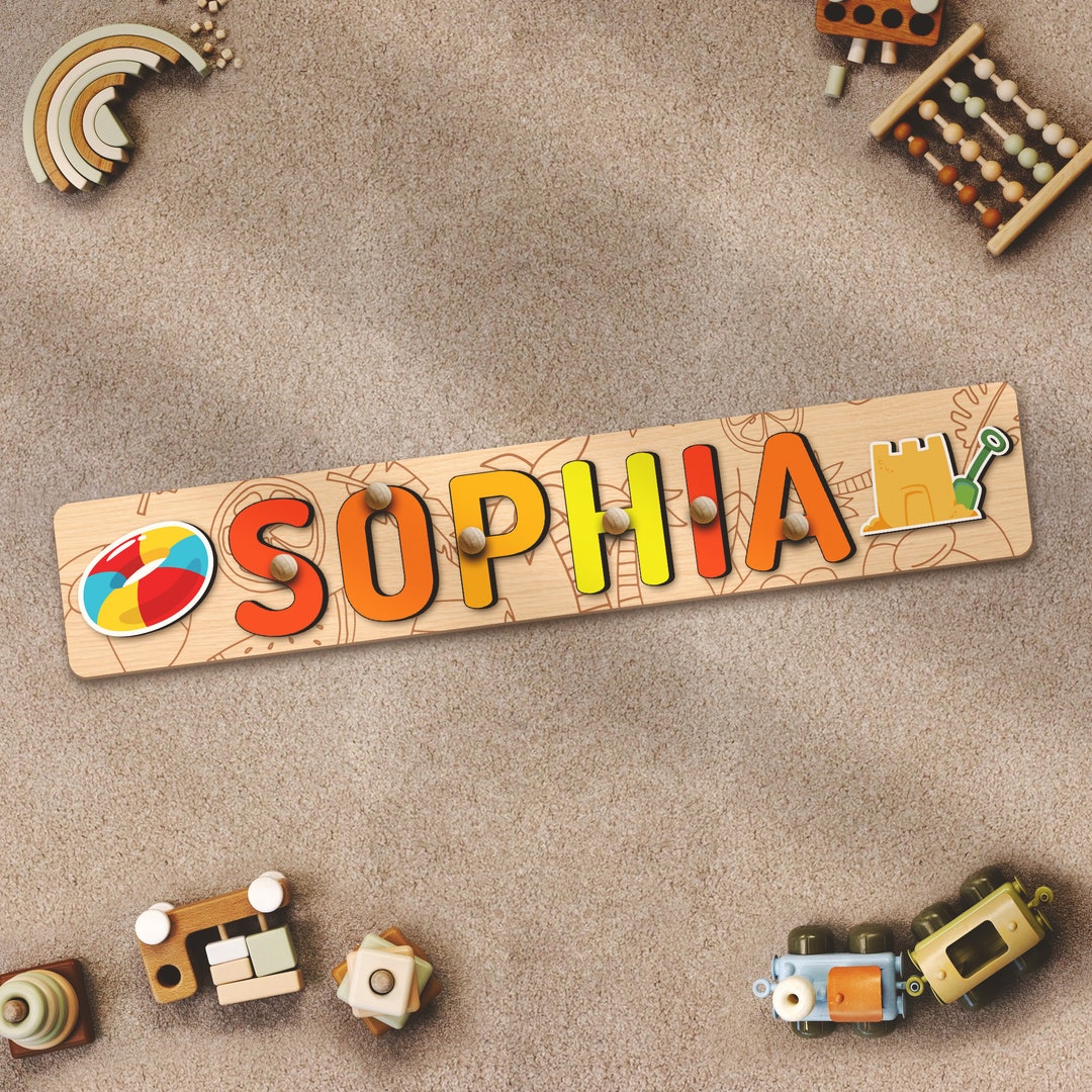 Personalized Patterned Summer Beach Name Puzzle Baby Gift Decor Kid 1st ...