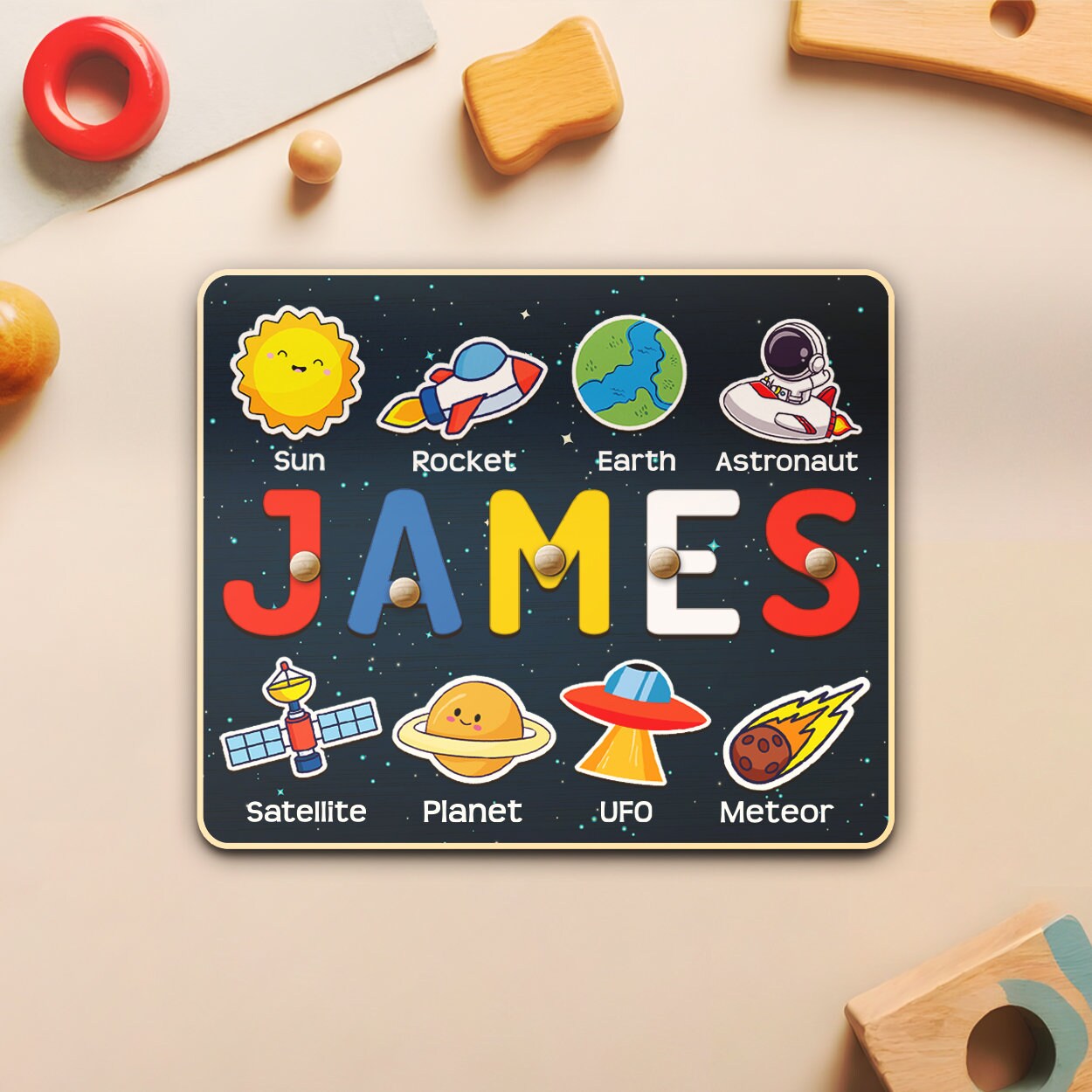 Custom Space Name Puzzle Board, Personalized Busy Board for Toddler ...