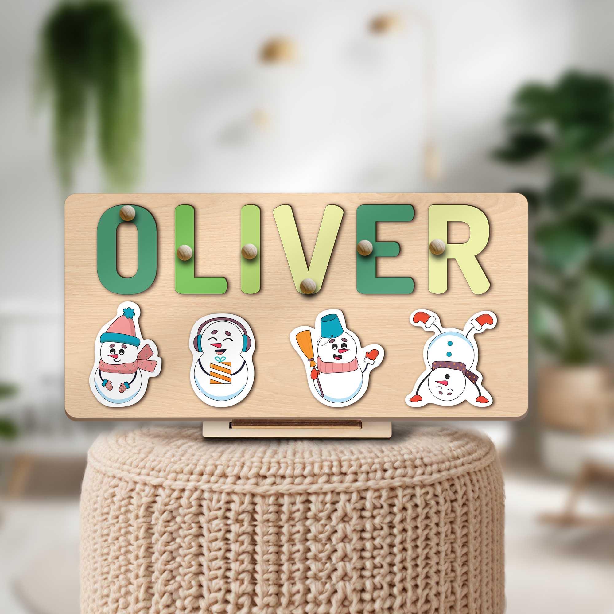 Custom Name Christmas Puzzle, Christmas Snowman Puzzle, 1st Christmas ...