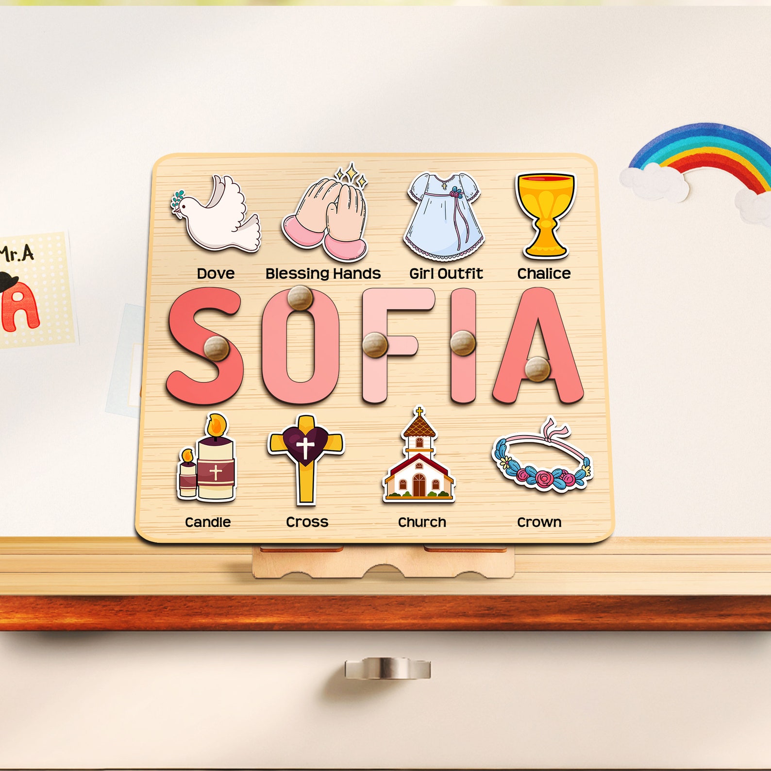 Custom Dedication Name Puzzle Christening Gift for Girl Montessori Toy ...