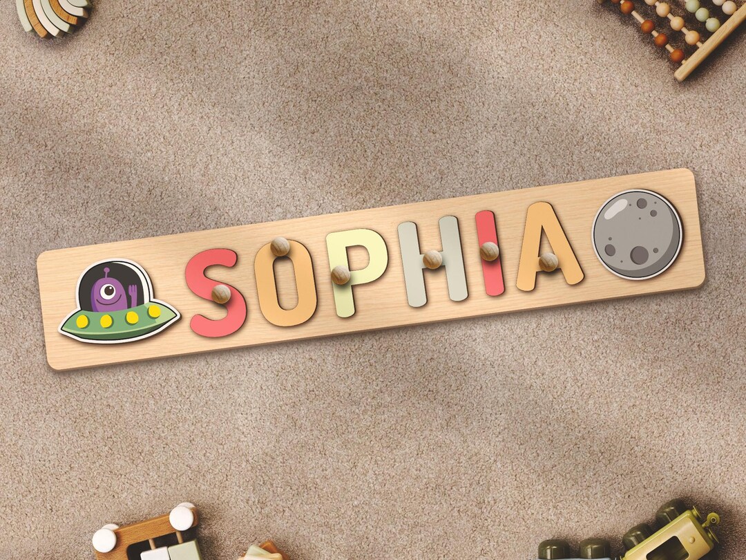 Custom Space Planets Name Puzzle Montessori Board 1 2 3 Years Old Sun ...