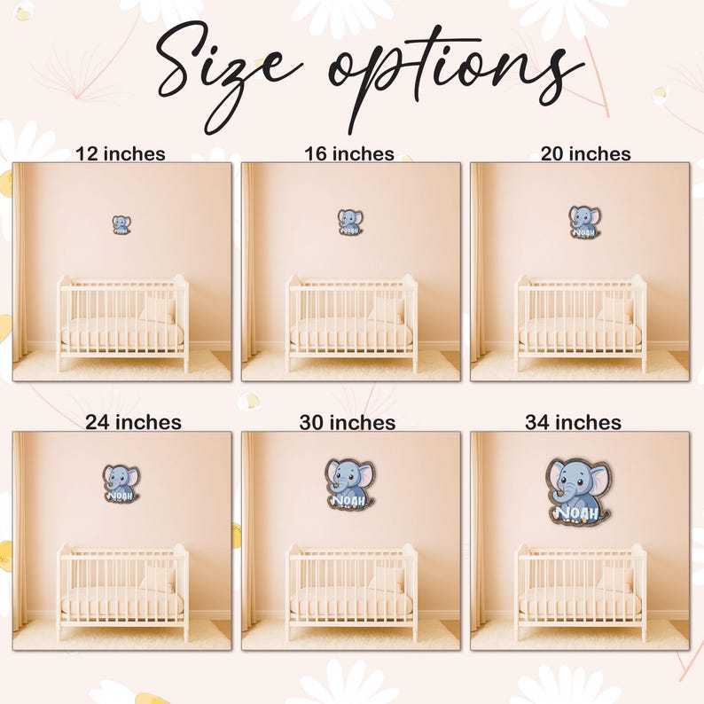 Custom Baby Name Sign Cute Elephant Door Sign Personalized Wooden Sign ...