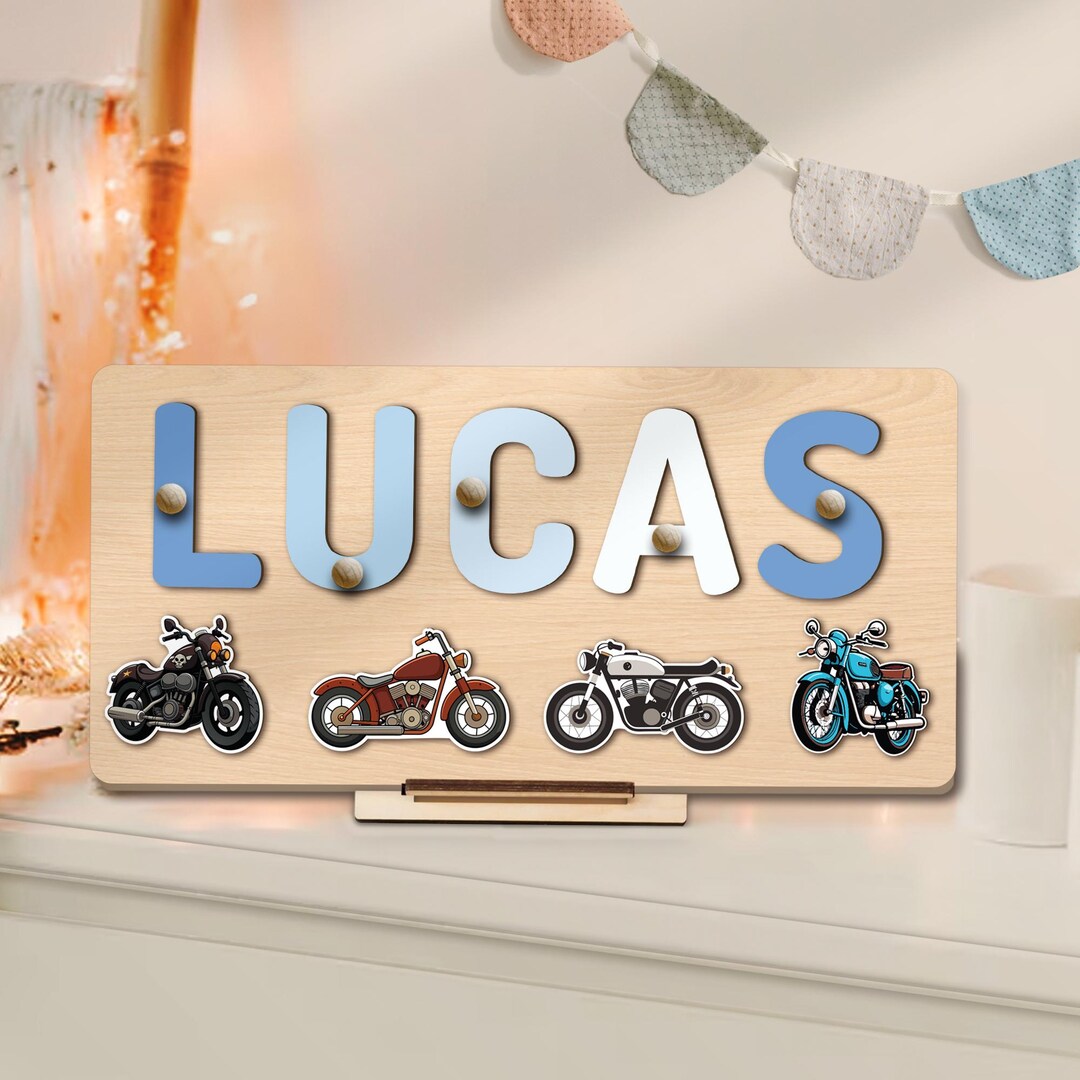 Custom Motorcycles Name Puzzle With Pegs Birthday Christmas Gift for ...