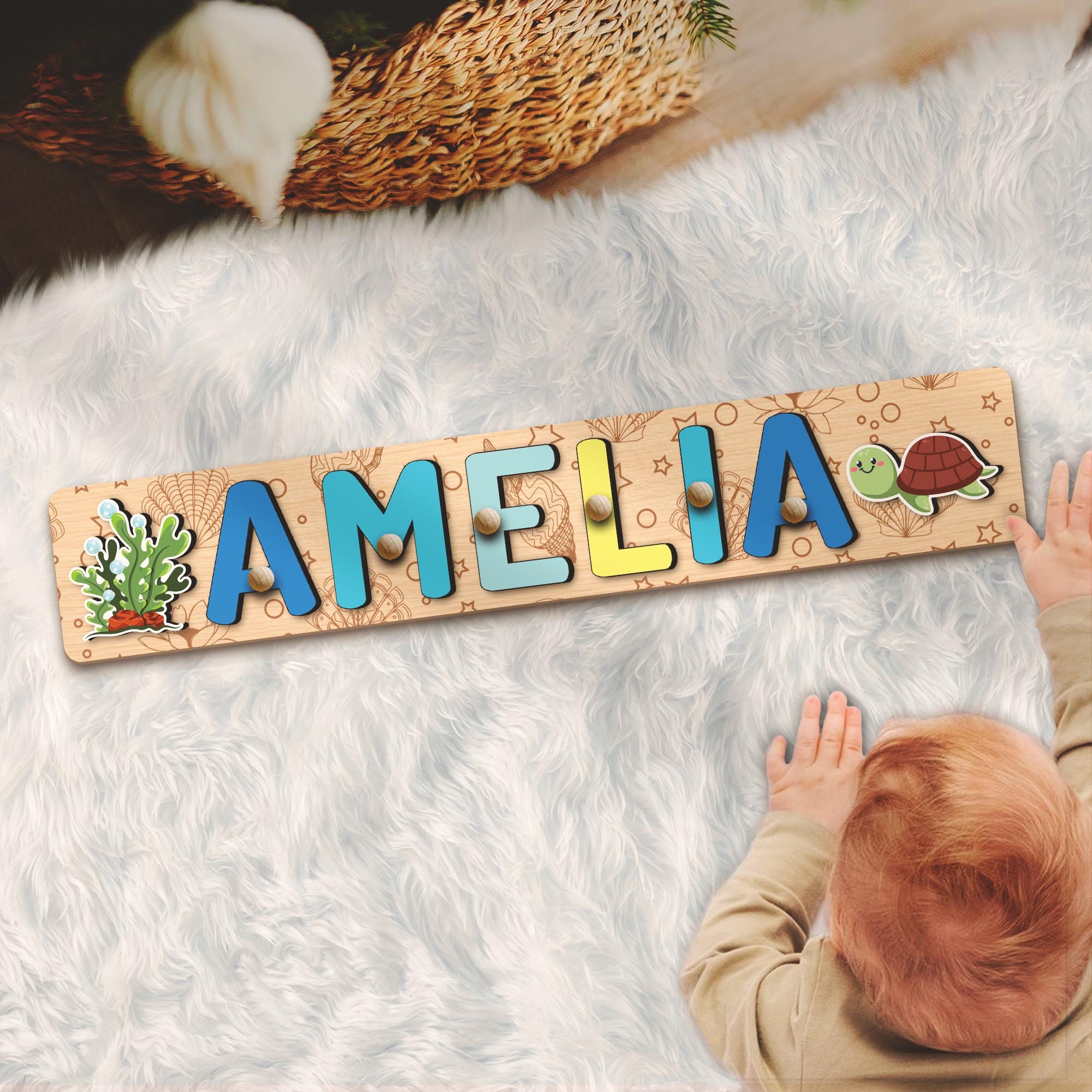 Custom Ocean Animals Name Puzzle Patterned Personalized Sea World ...