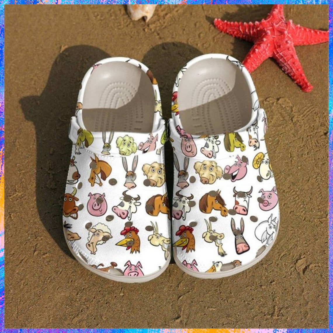 Vet Tech Lovely Farm Animals Pattern Crocs Clog Comfortable | Etsy