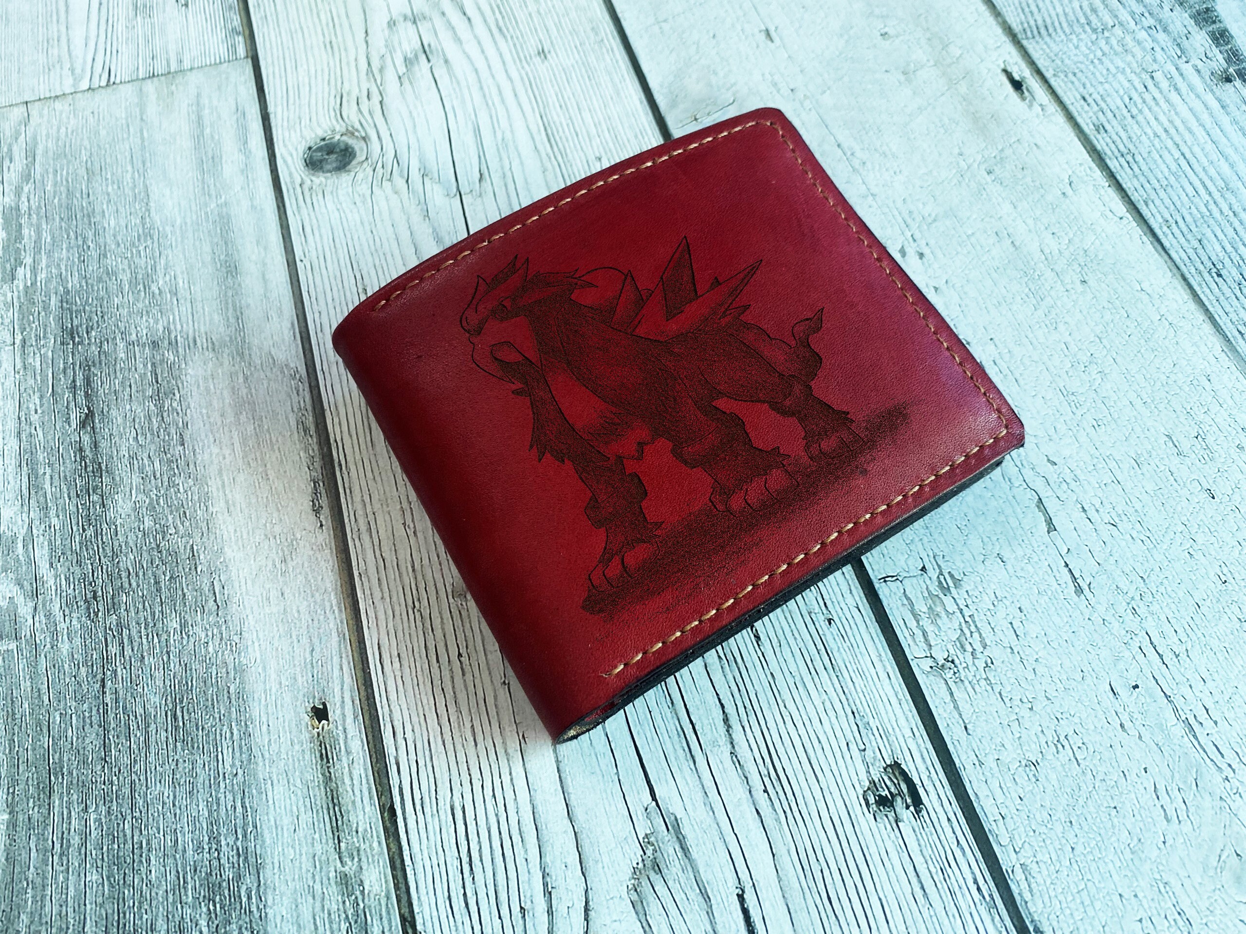 Entei Pokemon Leather Men Wallet, Legend Pokemon Art Wallet, Leather ...