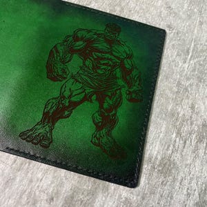Hulk Leather Handmade Wallet, Superheroes Leather Gift Ideas, Avenger ...
