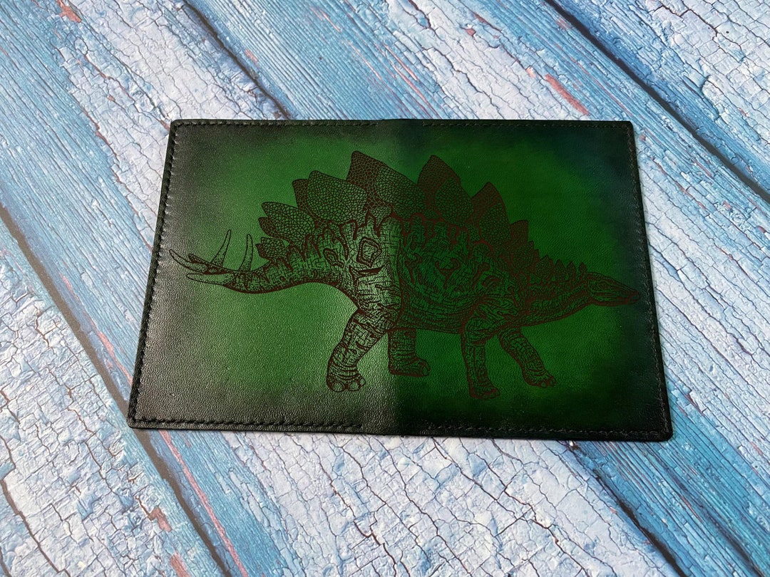 Dinosaur Leather Bifold Wallet, Stegosaurus Drawing Wallet, Dinosaur ...