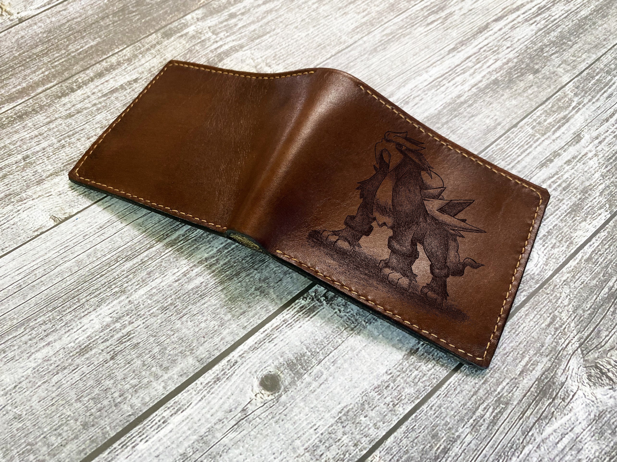 Entei Pokemon Leather Men Wallet, Legend Pokemon Art Wallet, Leather ...