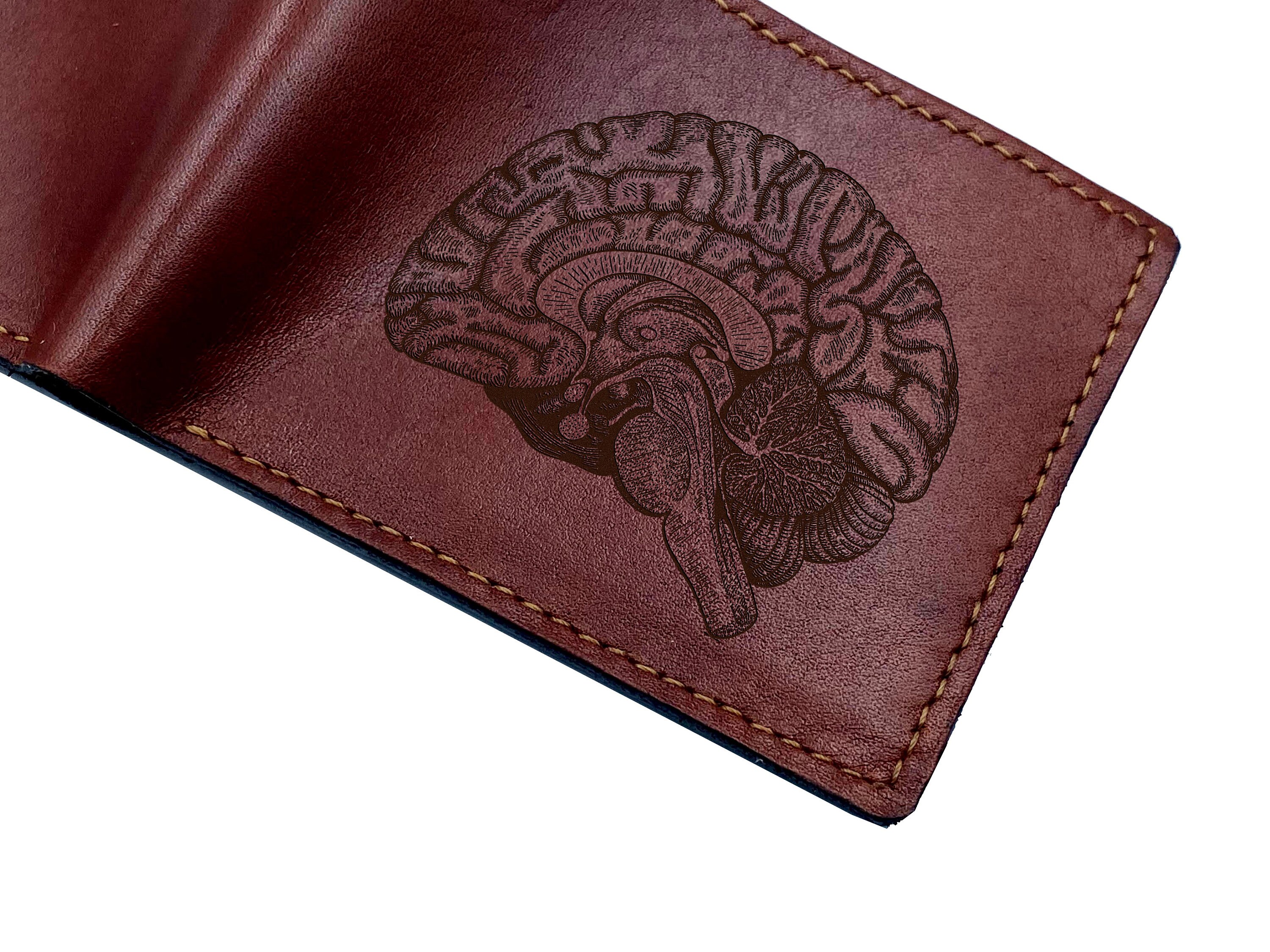 Human Brain Drawing Engrave Leather Wallet Custom Gift for - Etsy