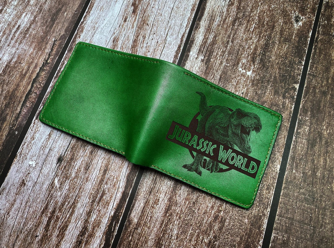 Dinosaur Art Leather Wallet, Personalized Jurassic Gift Ideas, Jurassic ...
