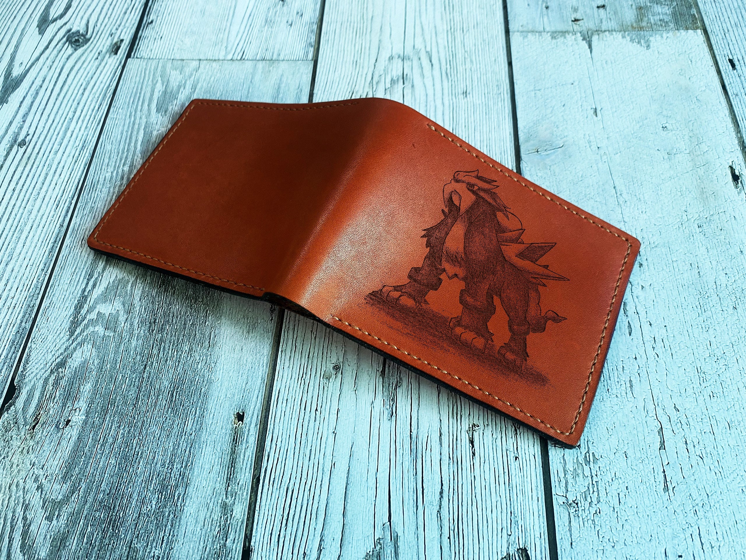 Entei Pokemon Leather Men Wallet, Legend Pokemon Art Wallet, Leather ...