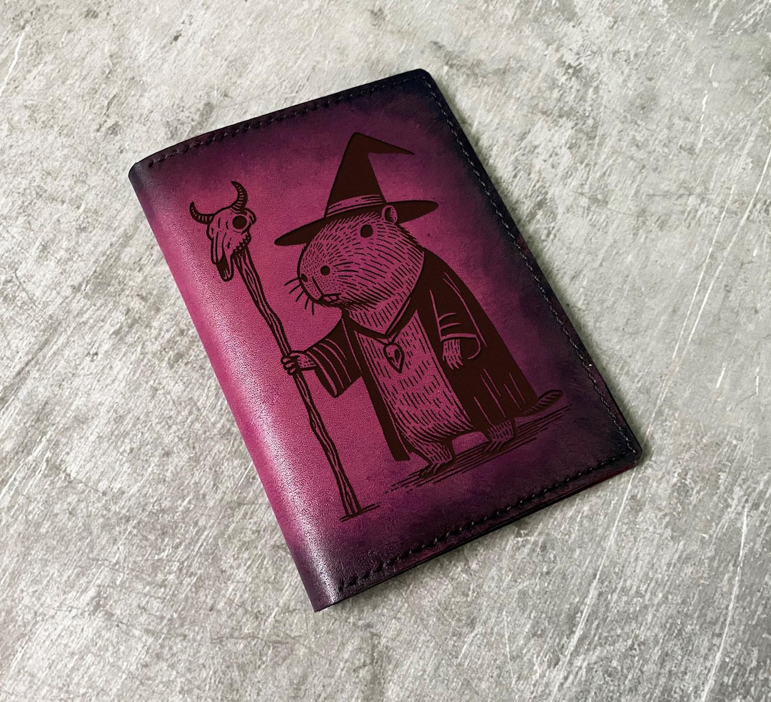 Handmade Leather Capybara Wizard Passport Wallet - Etsy