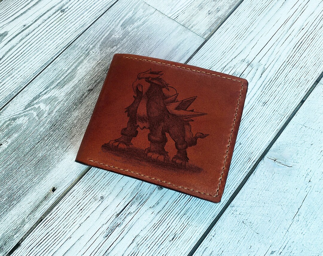 Entei Pokemon Leather Wallet, Custom Engraved Gift - Etsy