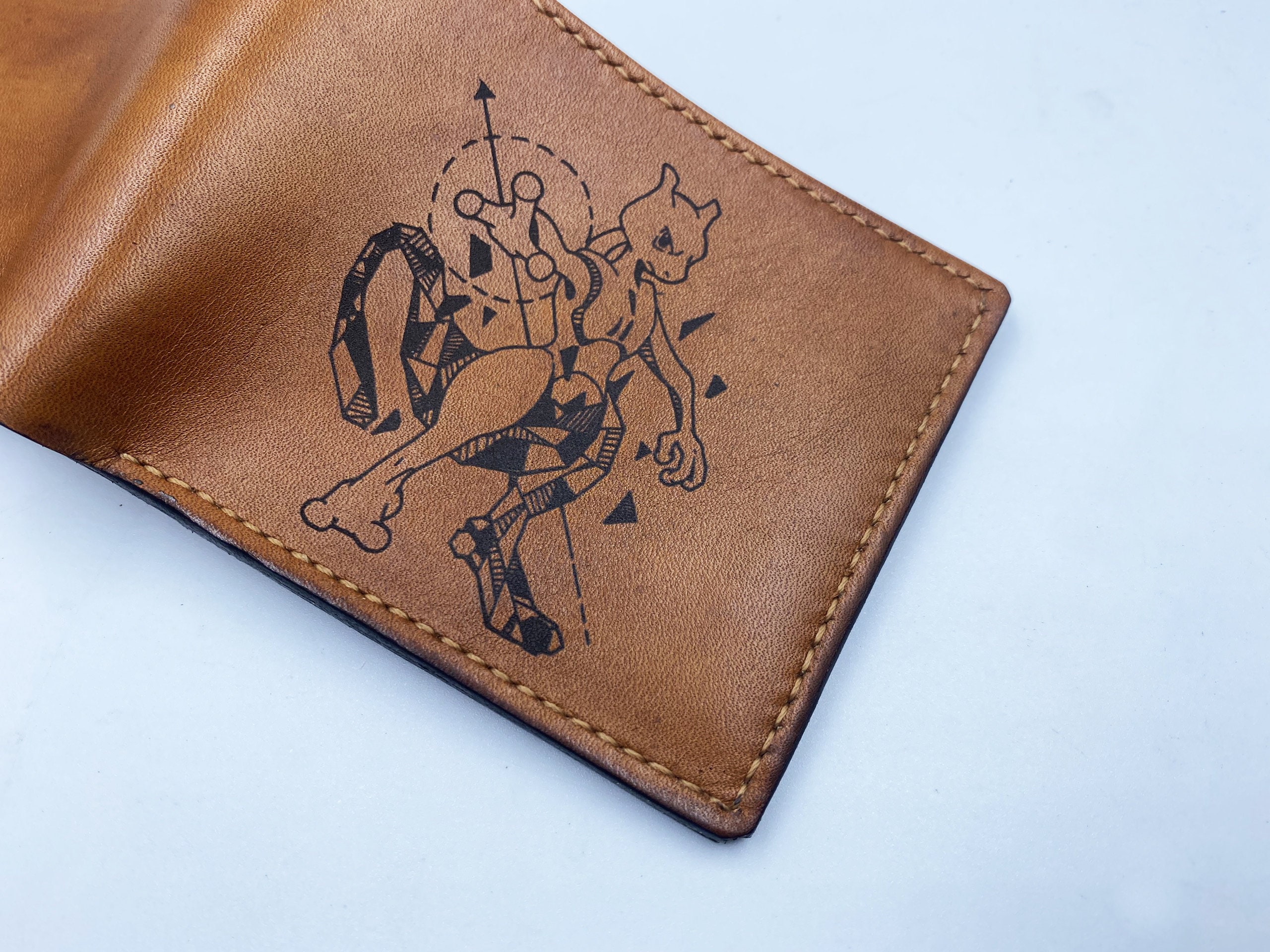 Mewtwo Geometric Art Leather Men's Wallet Pokemon Leather - Etsy