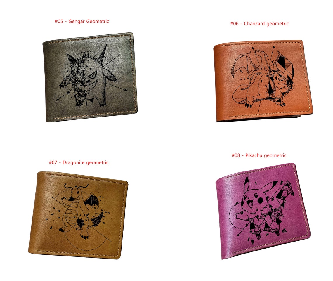 Mewtwo Geometric Art Leather Men's Wallet Pokemon Leather - Etsy